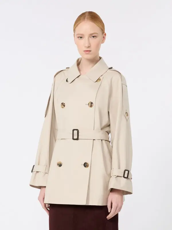 Max Mara Short Trench Coat In Water-repellent Twill