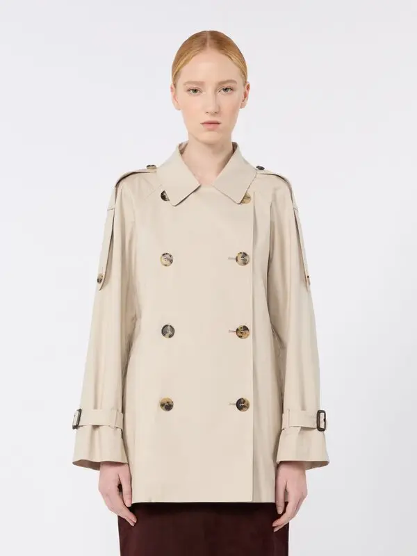 Max Mara Short Trench Coat In Water-repellent Twill