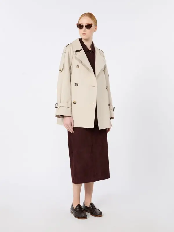 Max Mara Short Trench Coat In Water-repellent Twill