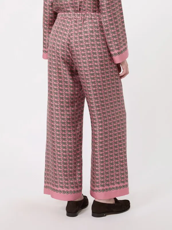 Max Mara Printed Silk Twill Trousers With Drawstring