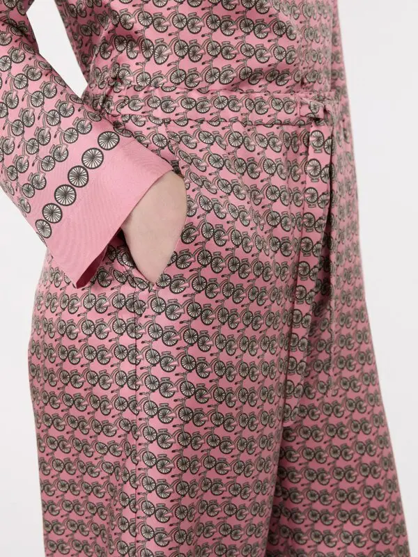 Max Mara Printed Silk Twill Trousers With Drawstring