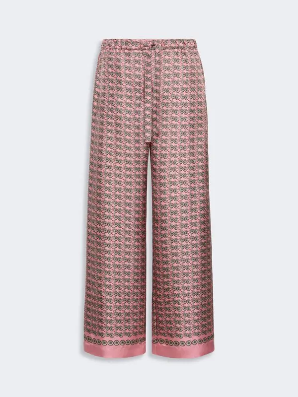 Max Mara Printed Silk Twill Trousers With Drawstring