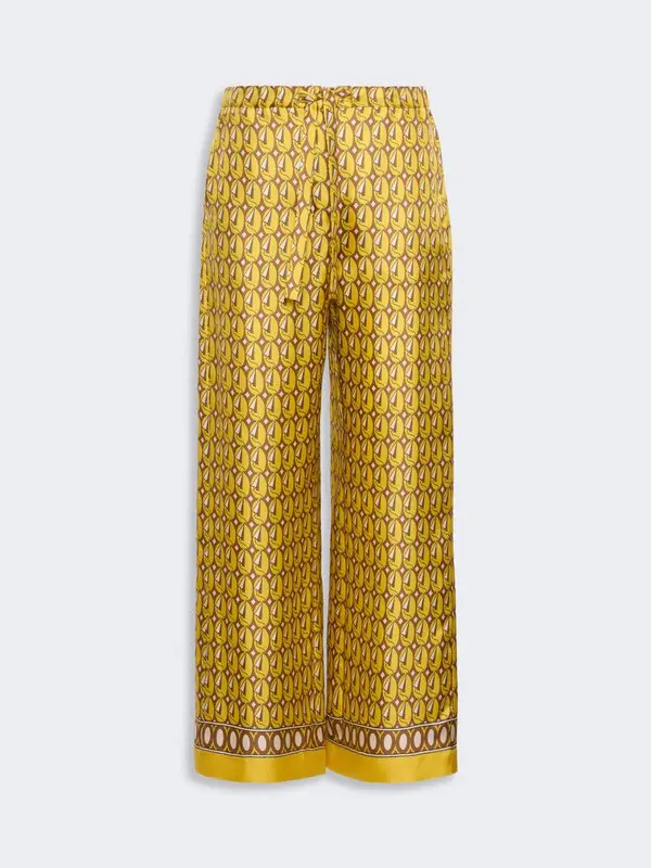 Max Mara Printed Silk Twill Trousers With Drawstring