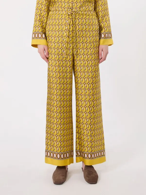 Max Mara Printed Silk Twill Trousers With Drawstring