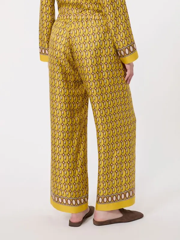 Max Mara Printed Silk Twill Trousers With Drawstring