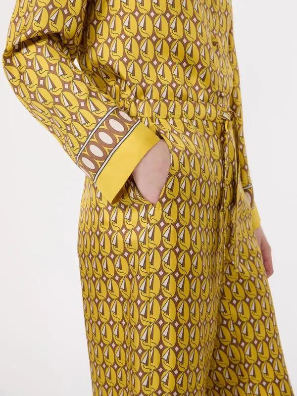 Max Mara Printed Silk Twill Trousers With Drawstring
