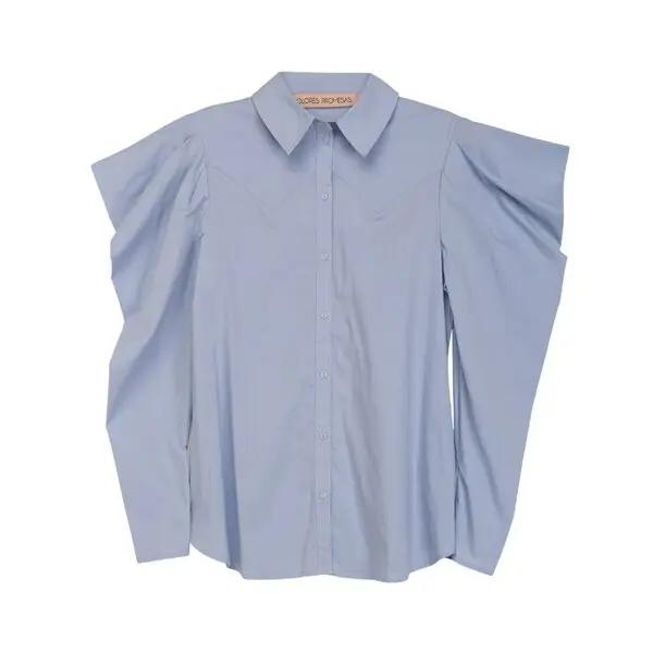 DOLORES PROMESAS Puffed Sleeve Blouse Celeste