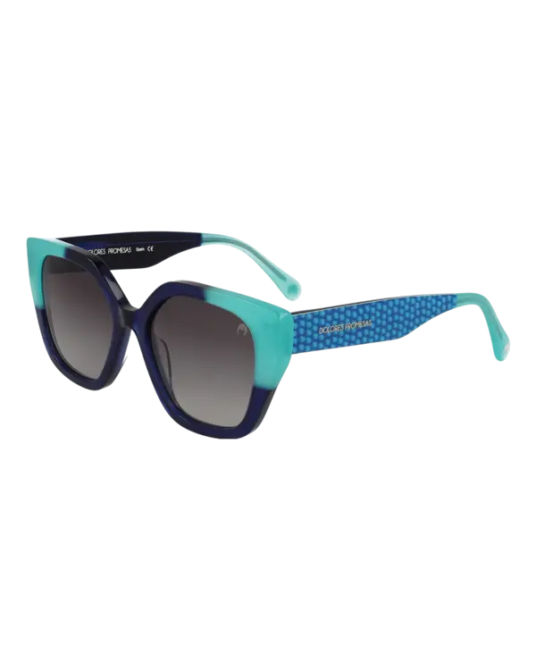 Dolores Promesas Geometric Print Cat Eye Sunglasses - Blue/black