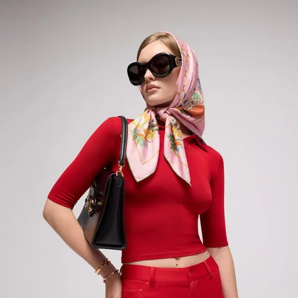 Gucci Printed Gg Silk Twill Carr