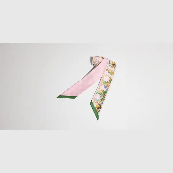 Gucci Printed Gg Silk Twill Jacquard Ribbon