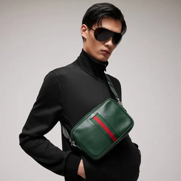 Gucci Web Trademark Small Crossbody Bag Leather