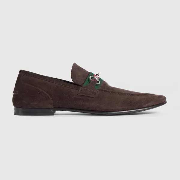 Gucci Suede Horsebit Loafers - Brown