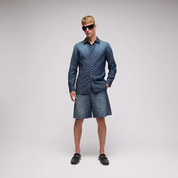 Gucci Gg Chambray Cotton Denim Shirt
