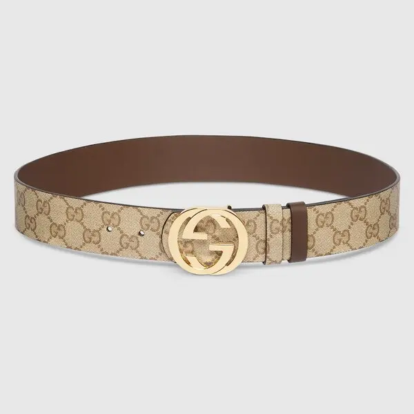 Gucci Reversible Belt With Interlocking G Buckle - Beige