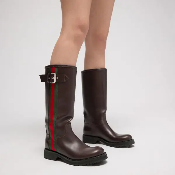 Gucci Biker Boots With Web Detail