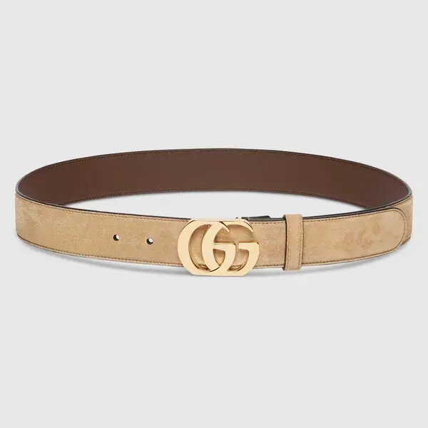 Gucci Cut Gg Marmont Suede Belt - Beige