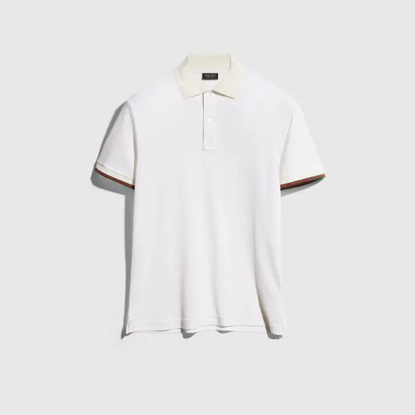 Gucci Silk Jersey Polo Shirt With Web - White