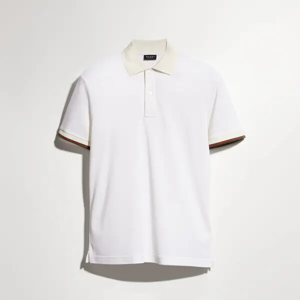 Gucci Silk Jersey Polo Shirt With Web