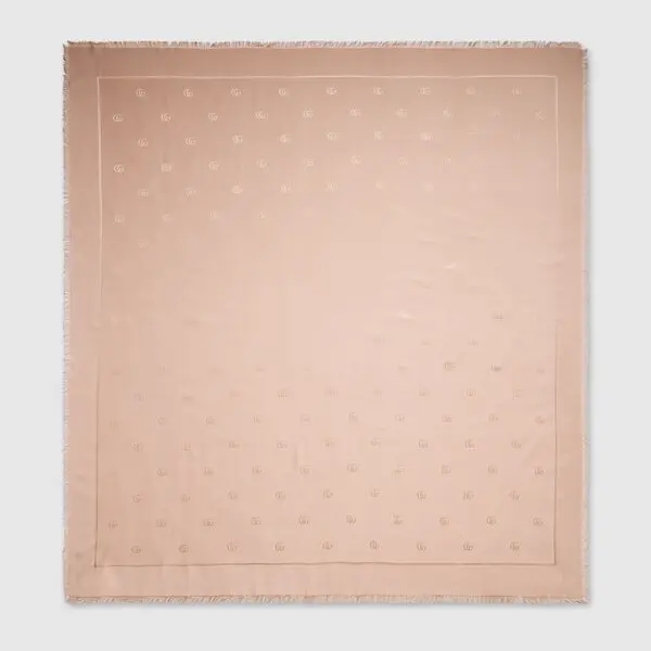 Gucci Double G Silk Wool Shawl - Beige