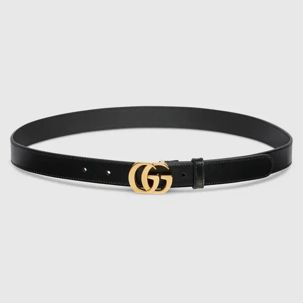 Gucci Gg Marmont Thin Leather Belt - Black