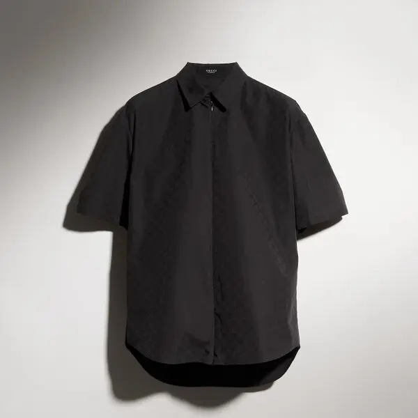 Gucci Gg Cotton Poplin Zip Shirt
