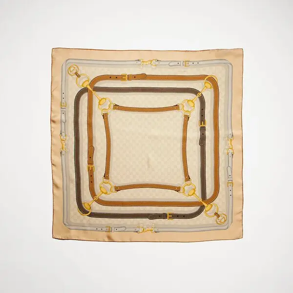 Gucci Printed Gg Silk Twill Jacquard Carr