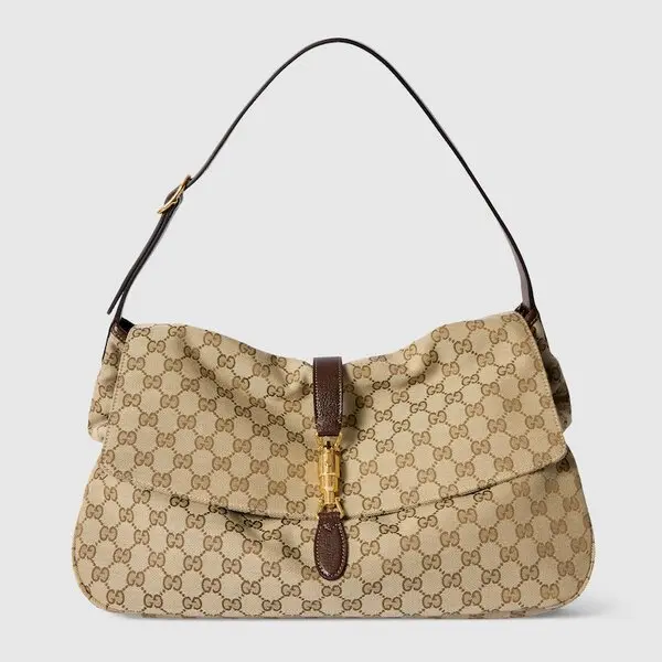 Gucci Jackie Flap Large Crossbody Bag - Beige