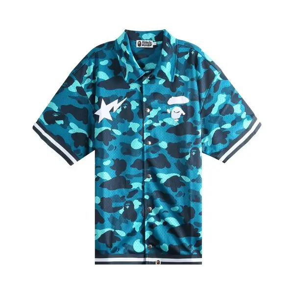 A BATHING APE Color Camo Warm Up Short-sleeve Shirt - Green