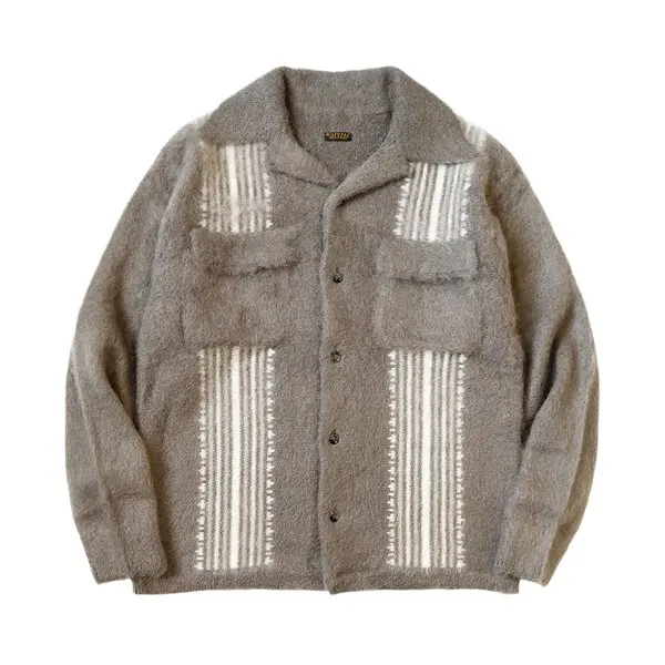 Kapital 7g Mohair Knit Board Shirt 'mocha Beige - Brown
