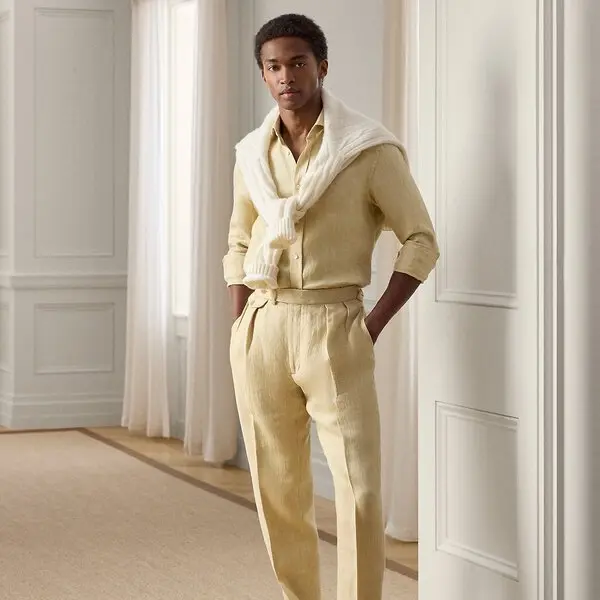 Ralph Lauren Gregory Hand-tailored Linen Trouser - Sand