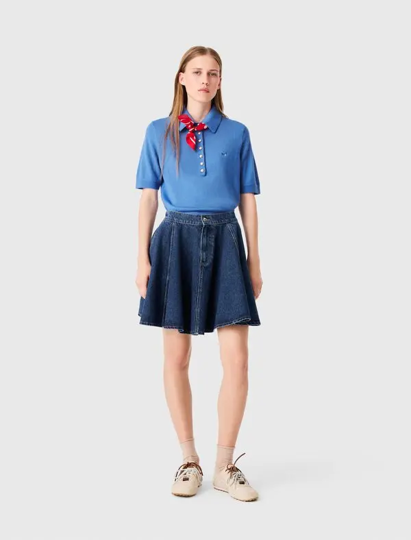 Maje Short Flared Denim Skirt