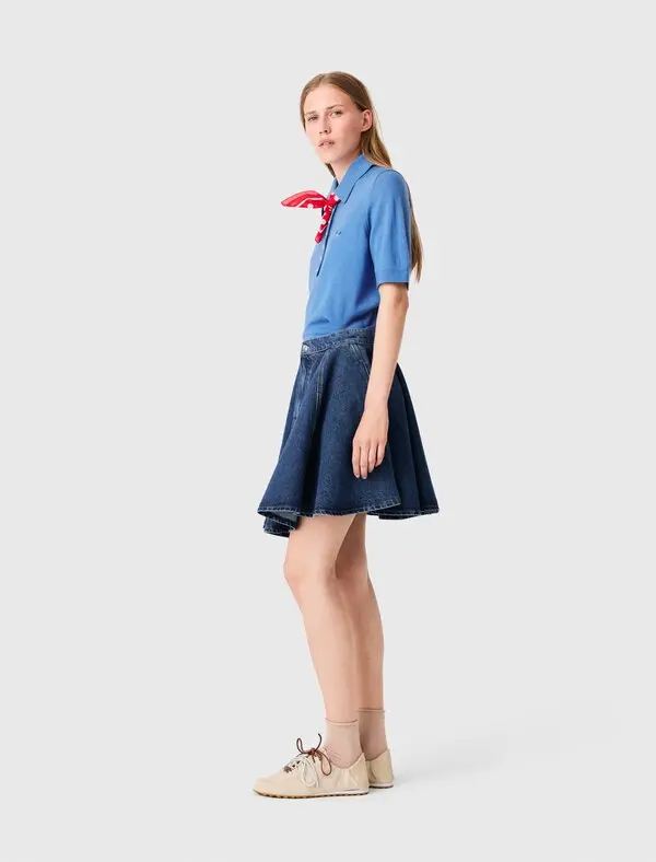 Maje Short Flared Denim Skirt