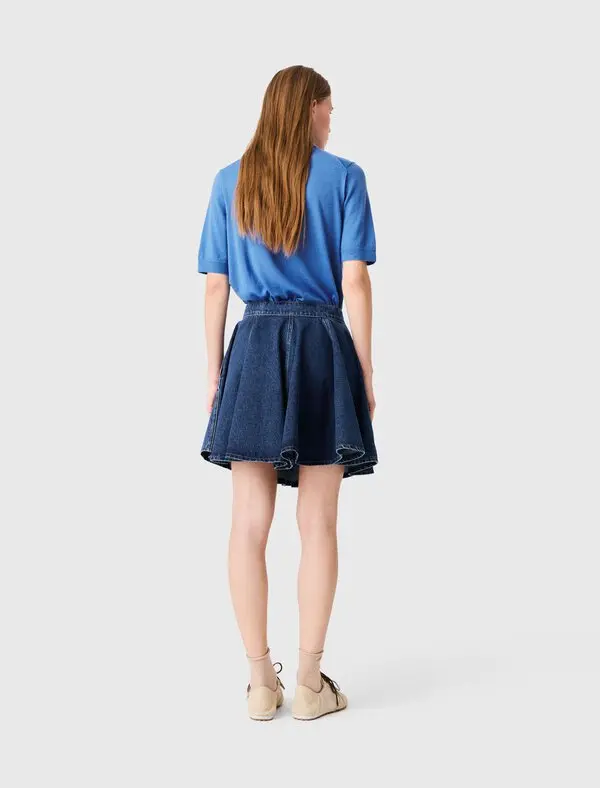 Maje Short Flared Denim Skirt