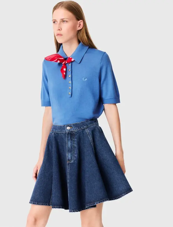 Maje Short Flared Denim Skirt