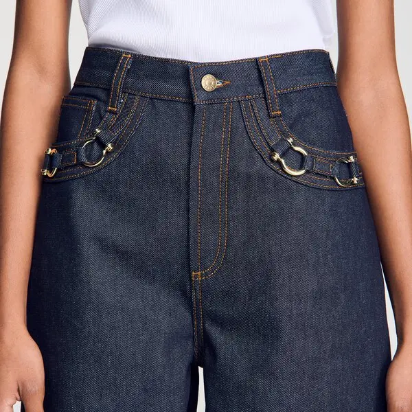 Sandro Barrel Jeans With Metal Details