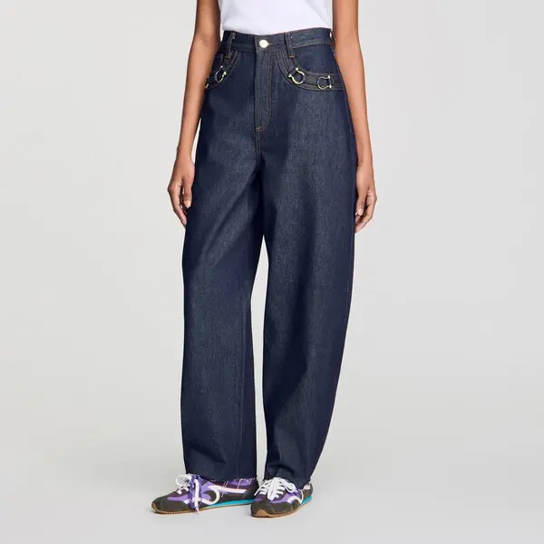 Sandro Barrel Jeans With Metal Details