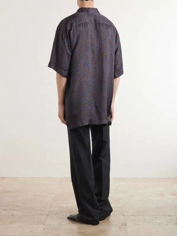 Dries Van Noten Camp-collar Printed Satin Shirt