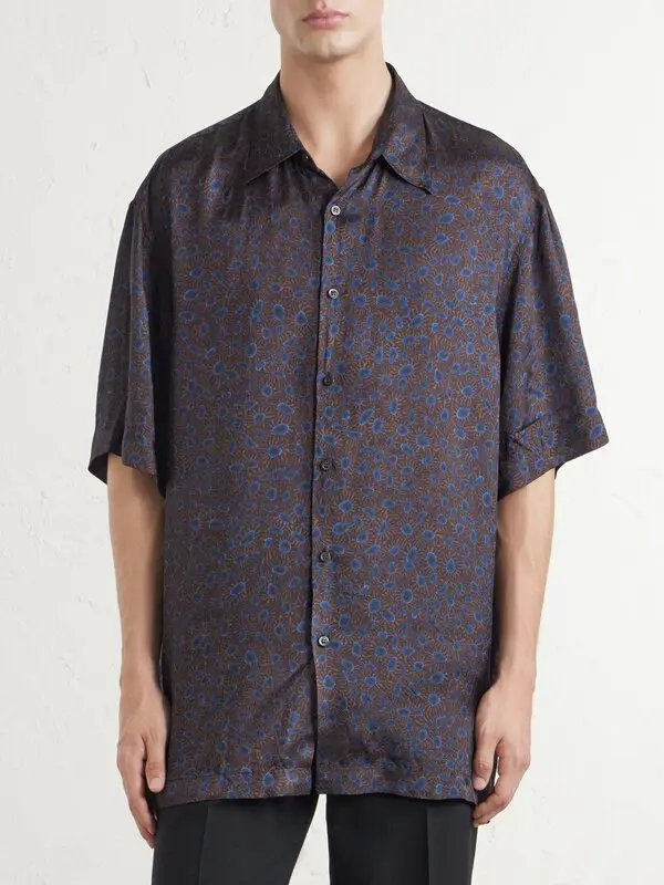 Dries Van Noten Camp-collar Printed Satin Shirt