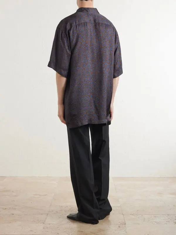 Dries Van Noten Camp-collar Printed Satin Shirt
