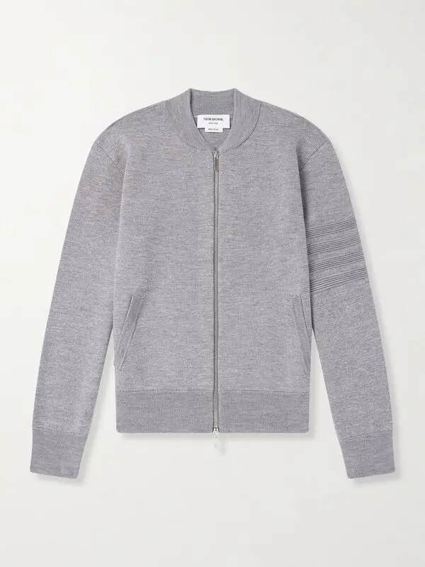 Thom Browne 4-bar" Striped Zip-up Cardigan