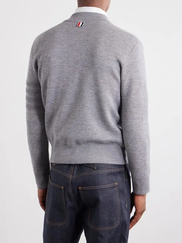 Thom Browne 4-bar" Striped Zip-up Cardigan