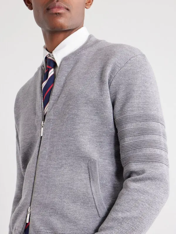 Thom Browne 4-bar" Striped Zip-up Cardigan