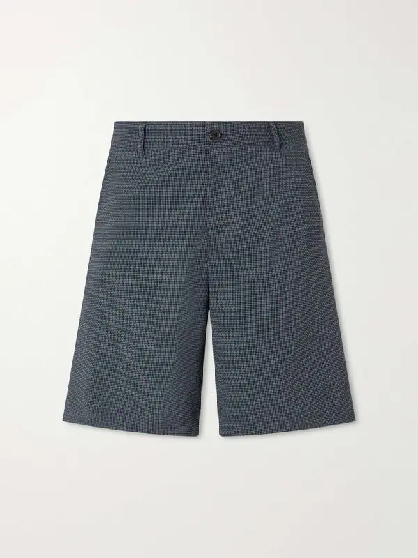 Paul Smith Checked Wool-blend Seersucker Shorts