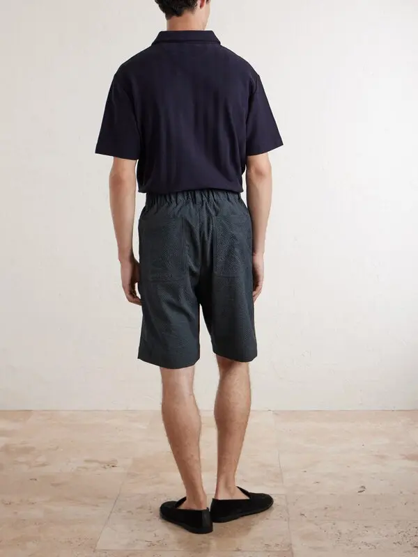 Paul Smith Checked Wool-blend Seersucker Shorts