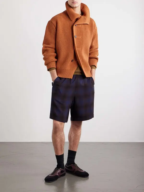 Dries Van Noten Marino Shawl-collar Ribbed Wool Cardigan