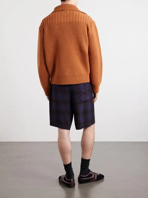 Dries Van Noten Marino Shawl-collar Ribbed Wool Cardigan