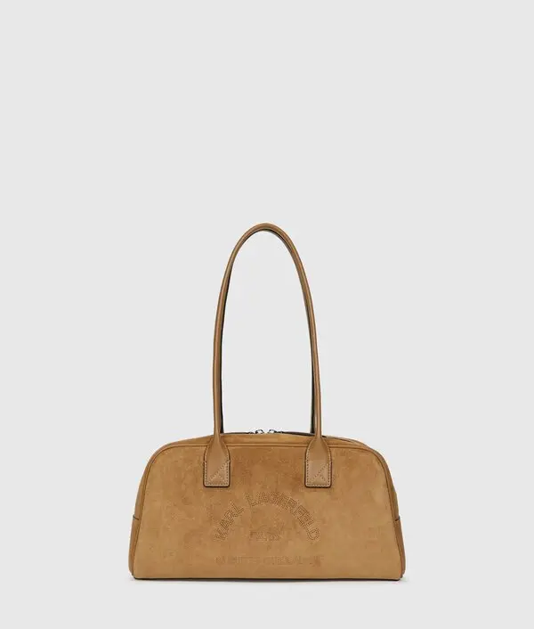 Karl Lagerfeld Suede Bowling Bag - Caramel