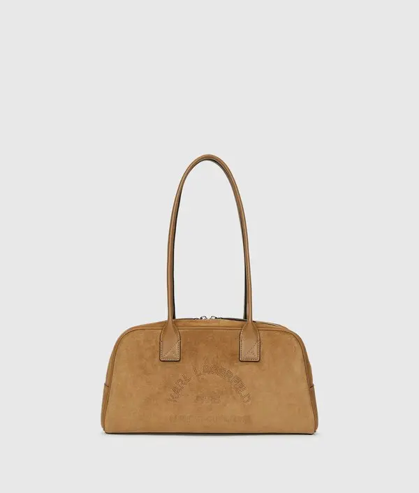 Karl Lagerfeld Suede Bowling Bag - Caramel