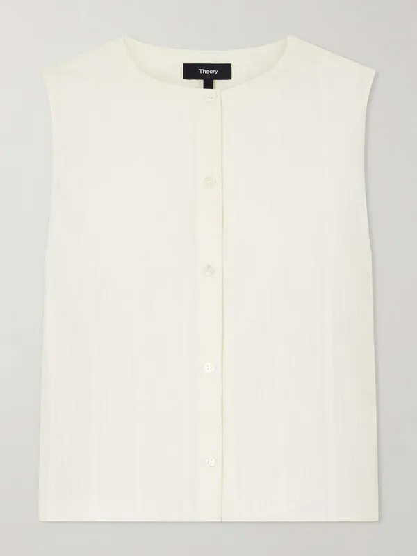 Theory Striped Cotton-voile Tank
