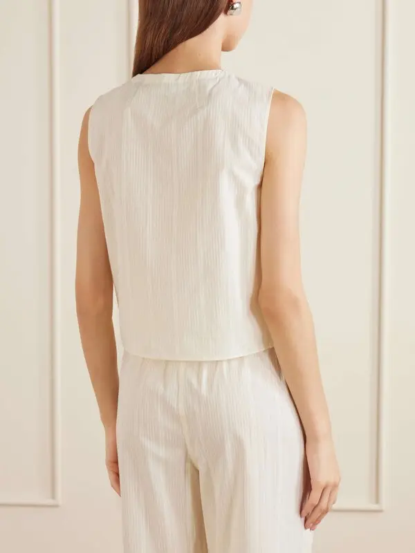 Theory Striped Cotton-voile Tank